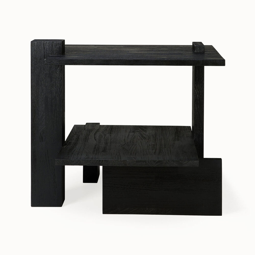 teak abstract black side table– CiteNYC